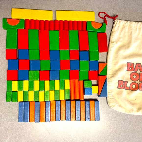 Playskool | Toys | Playskool Wood Blocks Duffle Bag Of Colored Blocks ...
